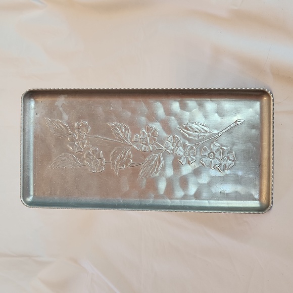 Source Unknown | Dining | Vintage Hammered Aluminum Floral Embossed ...